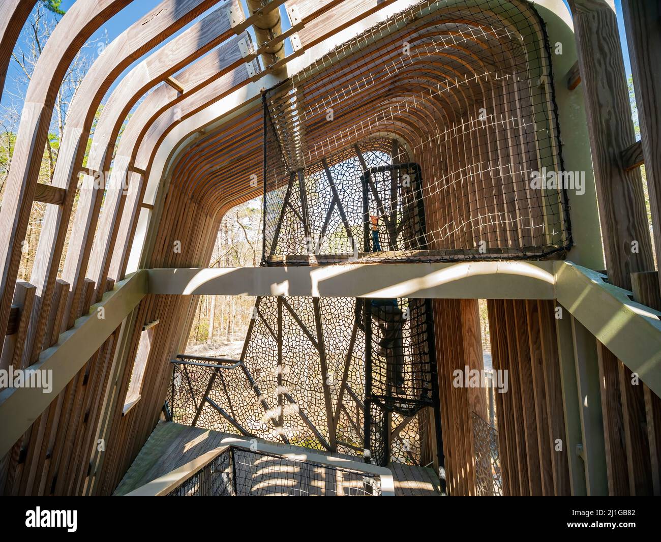 Sunny view of the Childrens Garden Treehouse in Garvan Woodland Gardens ...