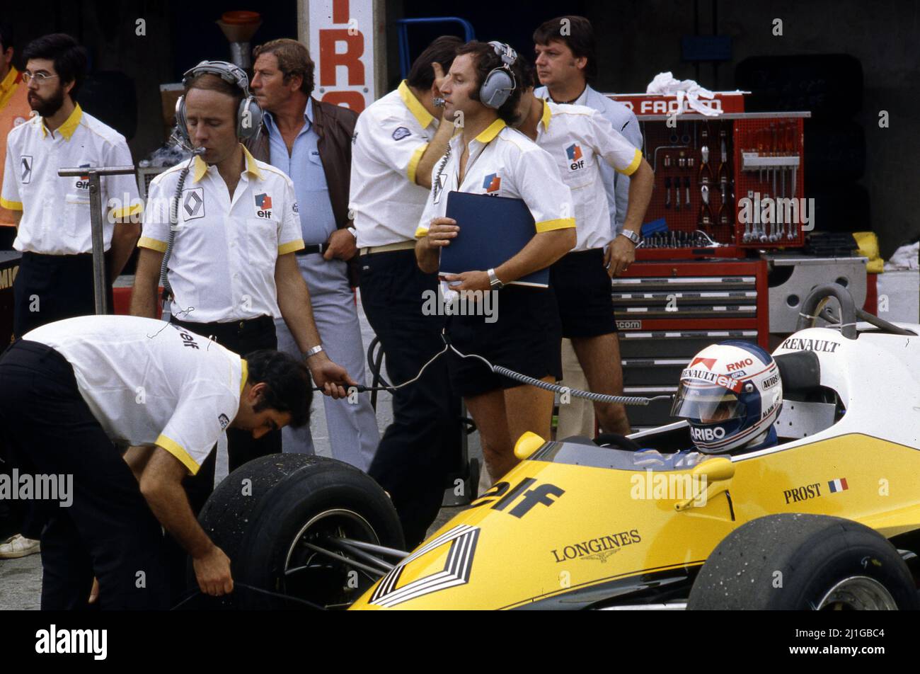 Alain Prost (FRA) Renault RE 40 during pit stop Stock Photo - Alamy