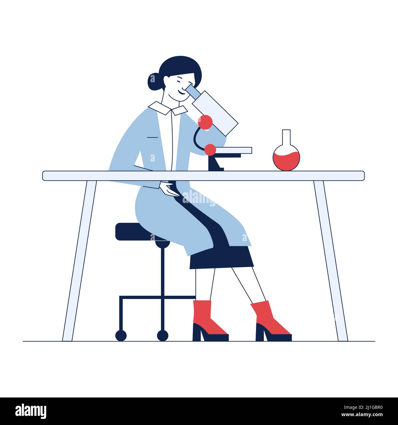 Lab technician using microscope Stock Vector Images - Alamy