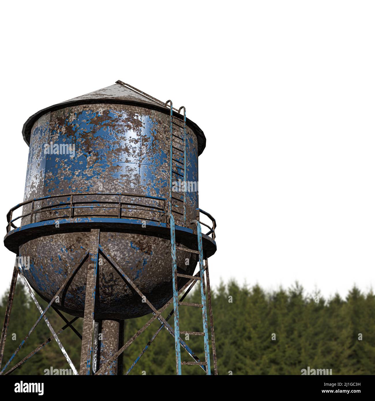 3d illustration of a rusty water tank tower Stock Photo - Alamy