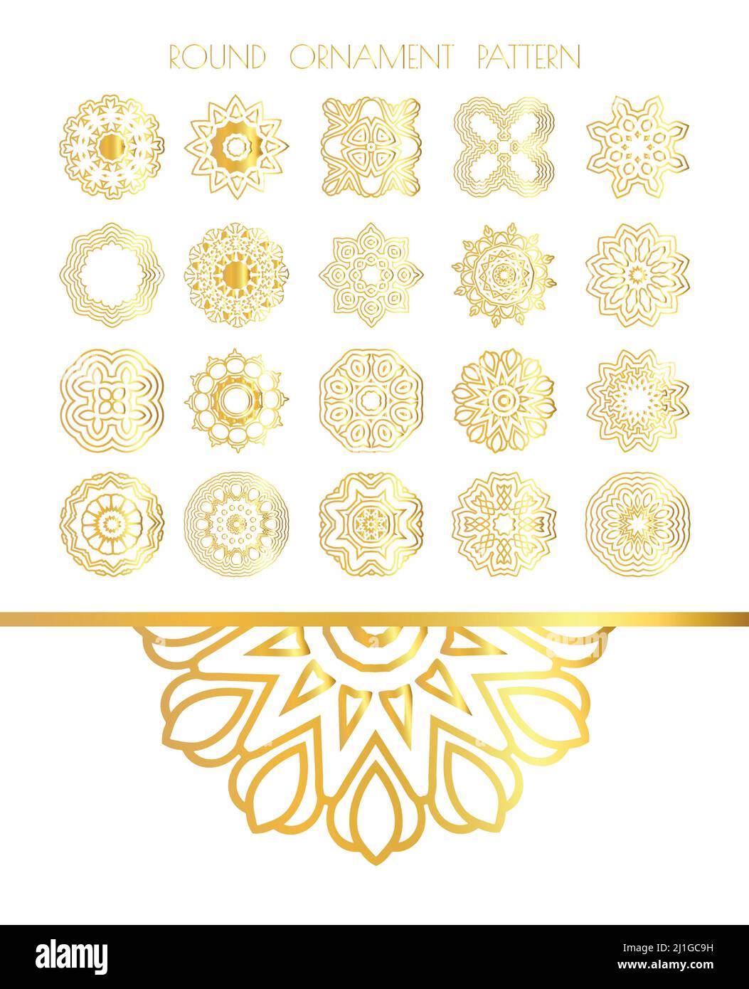 Ornamental gold circle frames. Vintage round pattern. Filigree vector ...