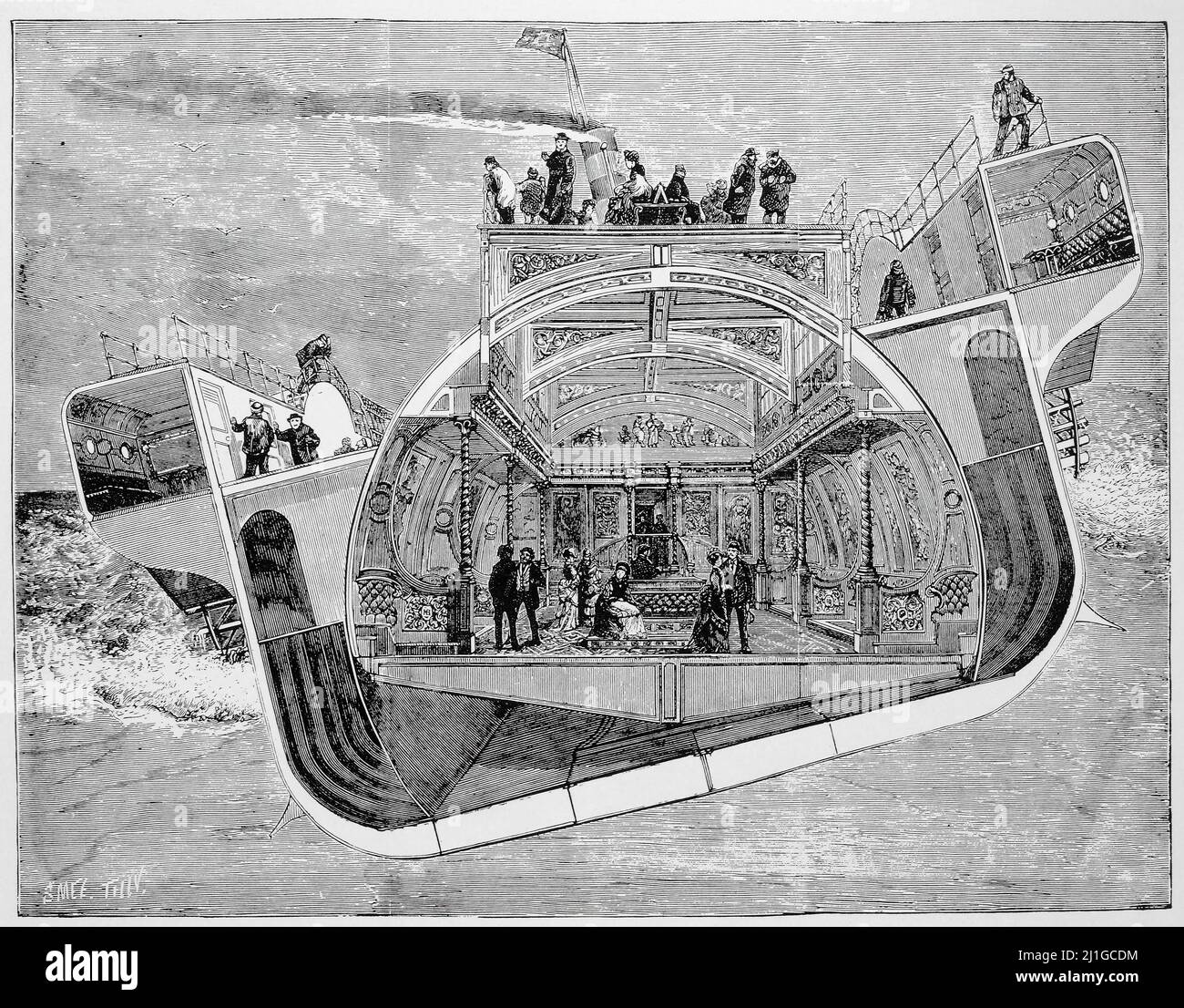 LE NOUVEAU BATEAU BESSEMER SUPPRIMANT LES EFFETS DU ROULIS. ” COUPE DU ...