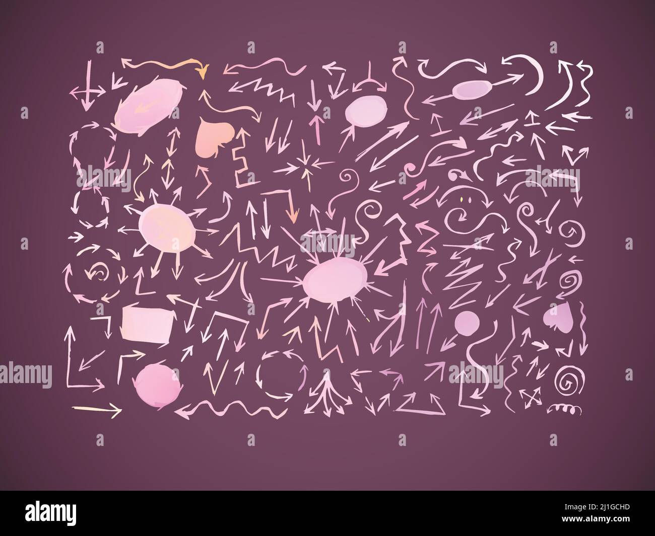 Pastel hand drawn doodle sketch arrows. Arrows set made by hand. Trendy ...