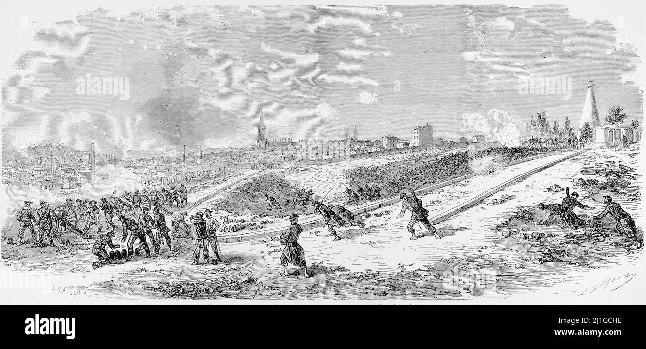 French illustrated magazine - 1871 - PARIS. Last resistance position of ...