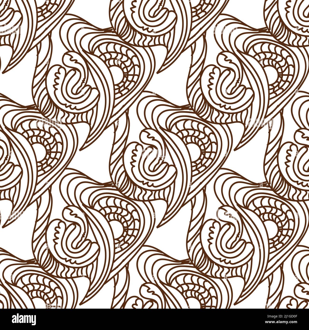 Zentangle wavy seamless pattern. Doodle black and white flower ornament ...