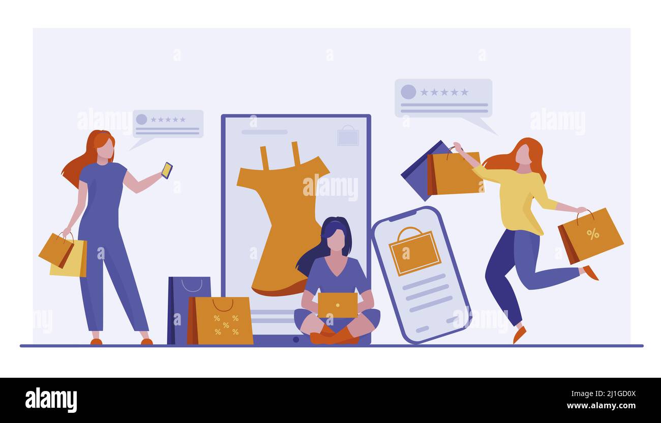 Woman leaving store Stock Vector Images - Alamy