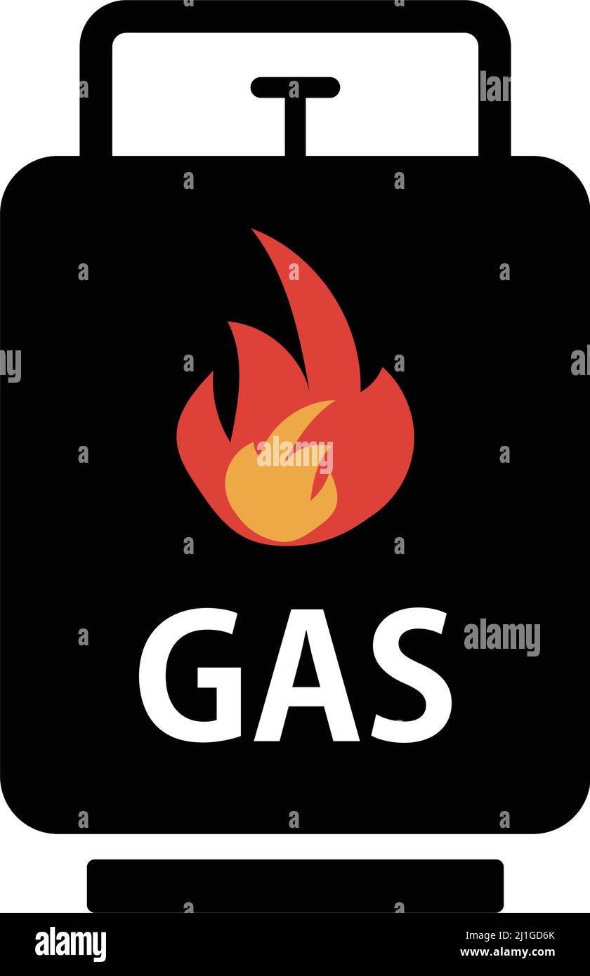 Propane gas icon with flame symbol printed on it. Editable vector Stock ...