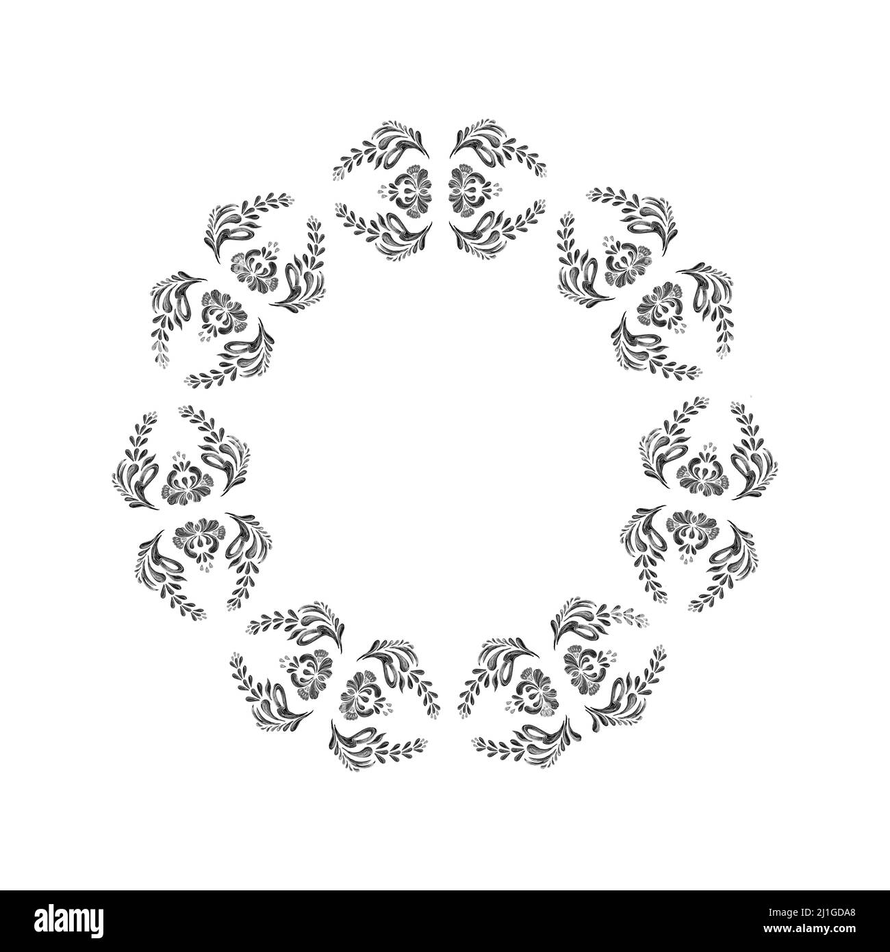 Illustration in folk style. Beautiful border with flowers in vintage ...