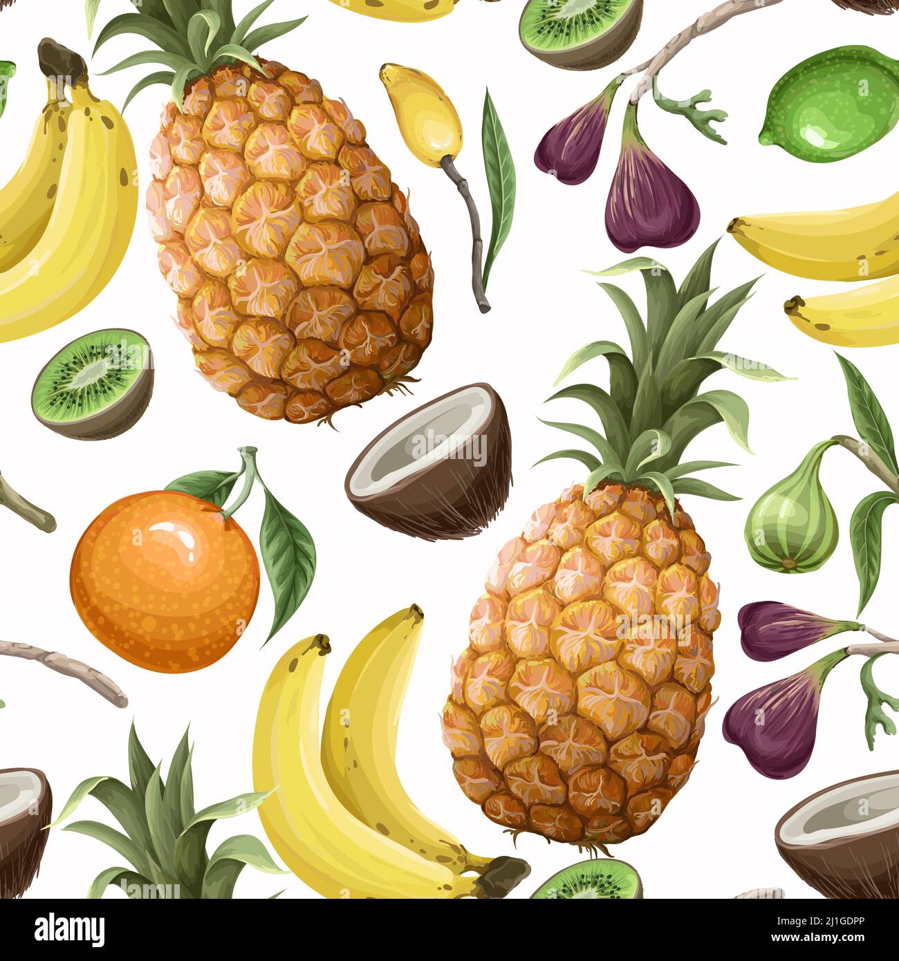 Background pineapples bananas pattern Stock Vector Images - Alamy