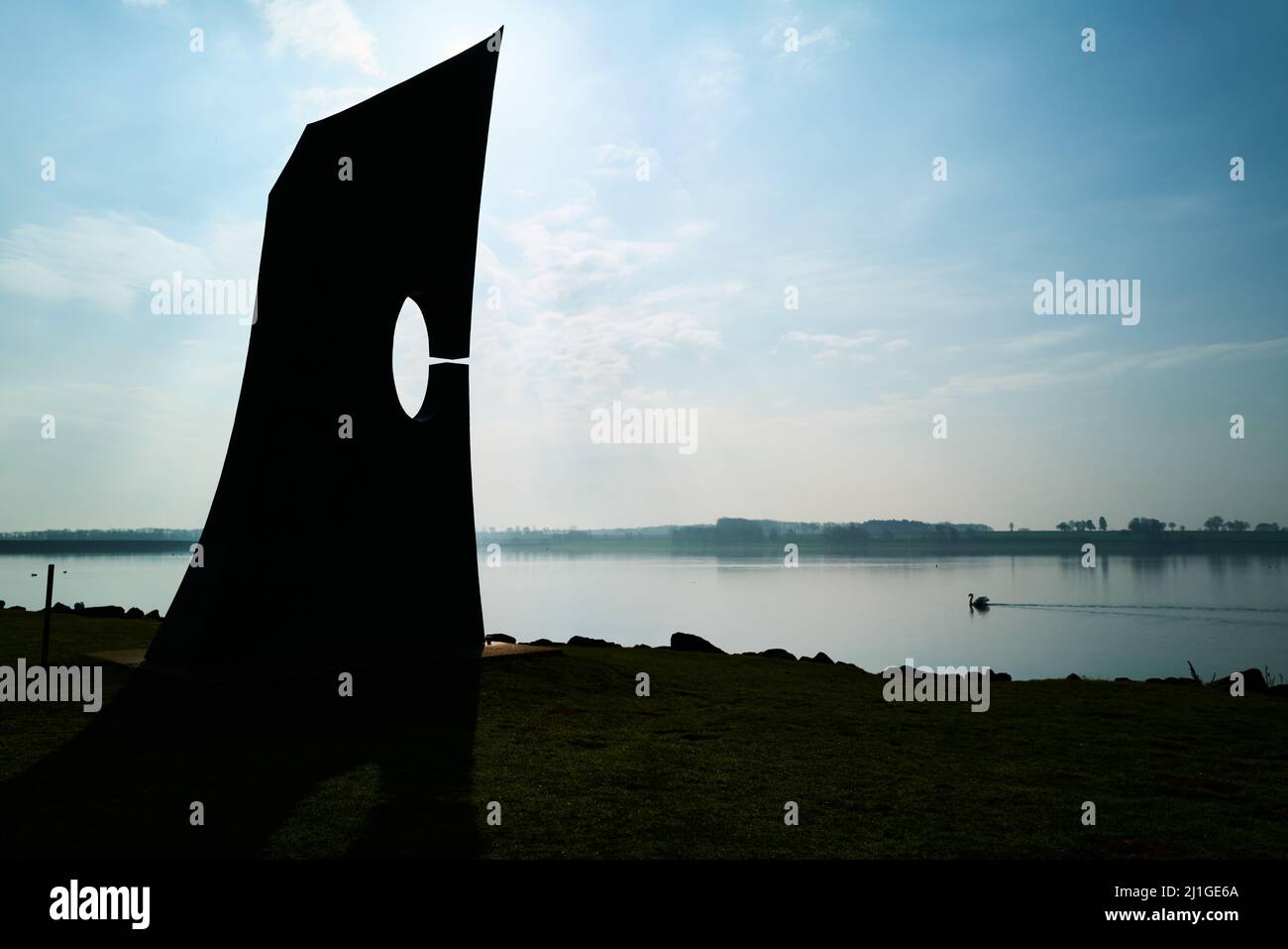 Large sculpture ( 'The Great Tower') by Alexander at the shore of lake ...