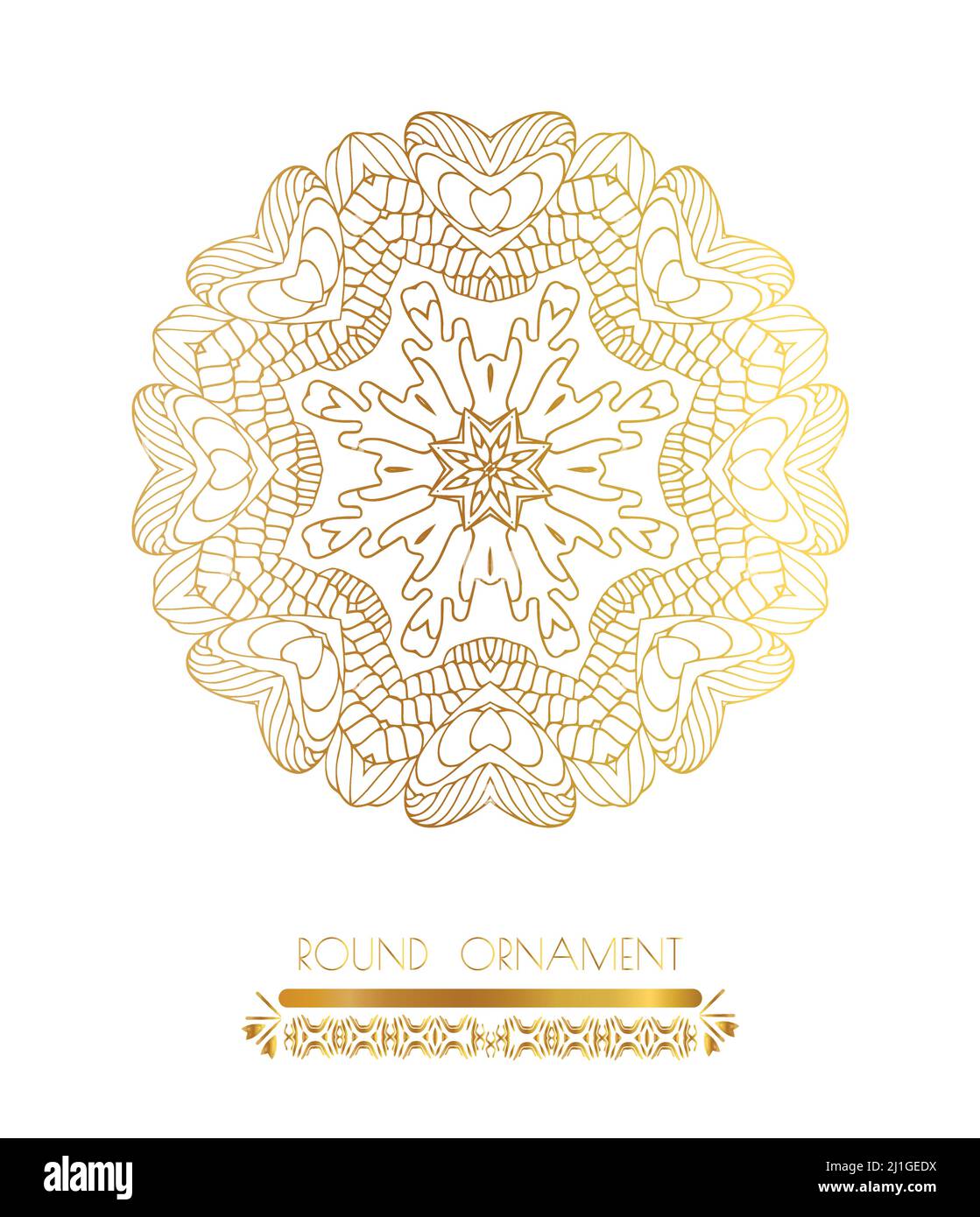 Ornamental gold circle frame. Vintage round pattern. Filigree vector ...