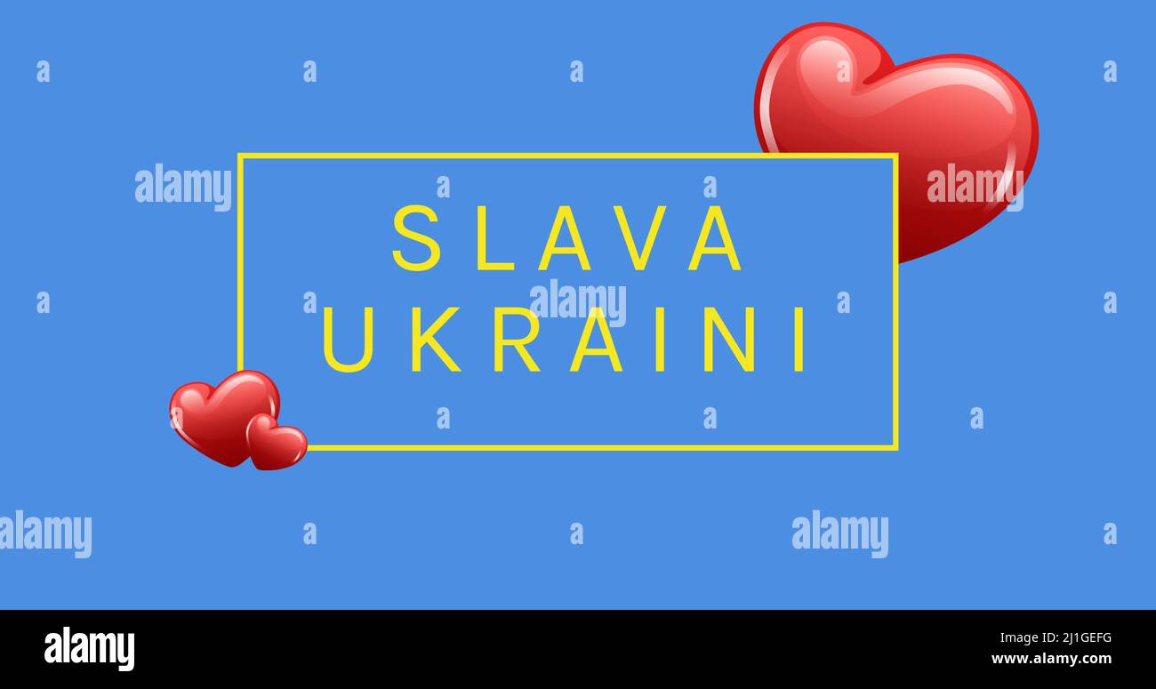 Image of slava ukraini text over hearts Stock Photo - Alamy