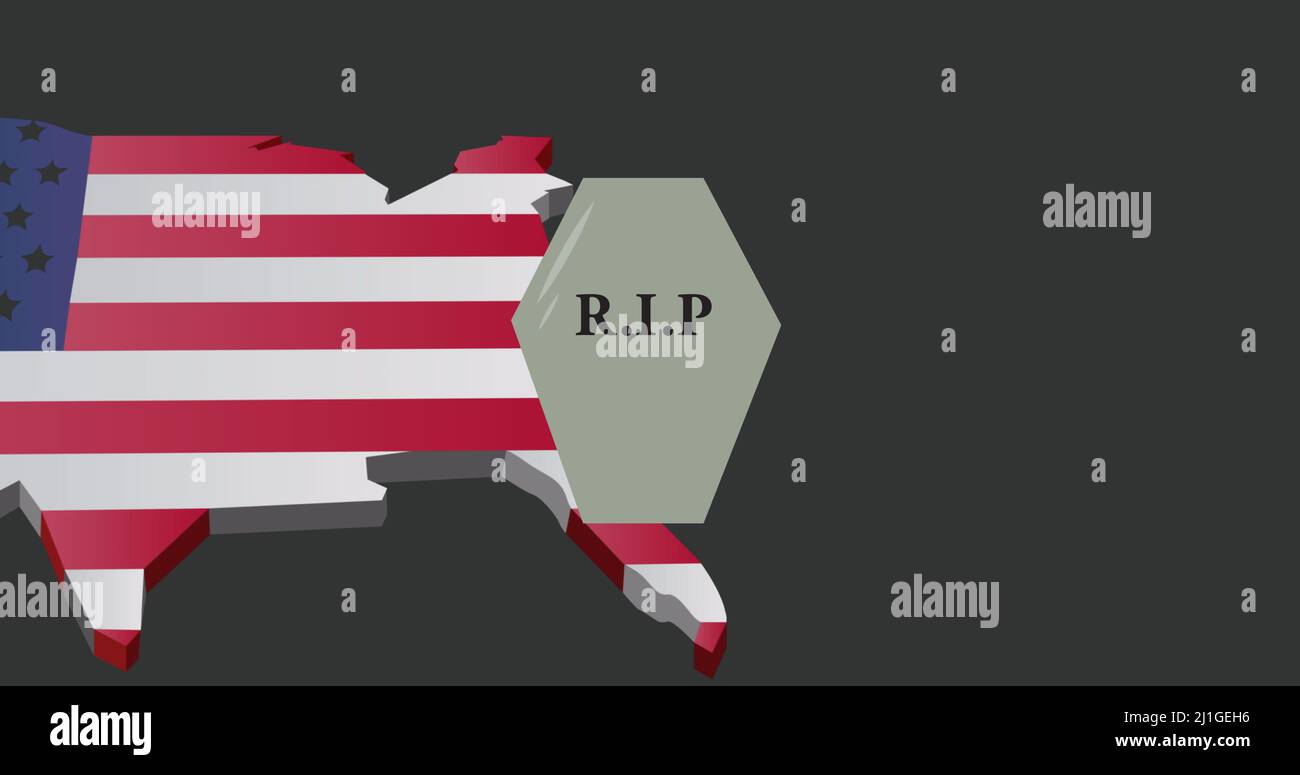 Image of rip over map with flag of usa Stock Photo - Alamy