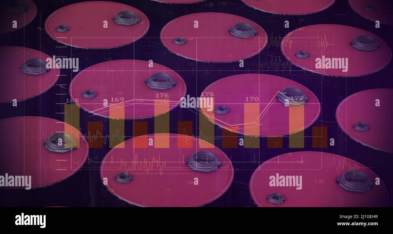 Image of financial data and graphs over locks Stock Photo - Alamy