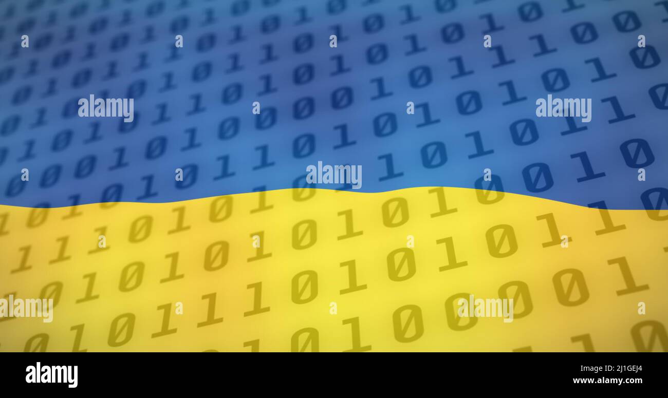 Image of binary code over flag of ukraine Stock Photo - Alamy