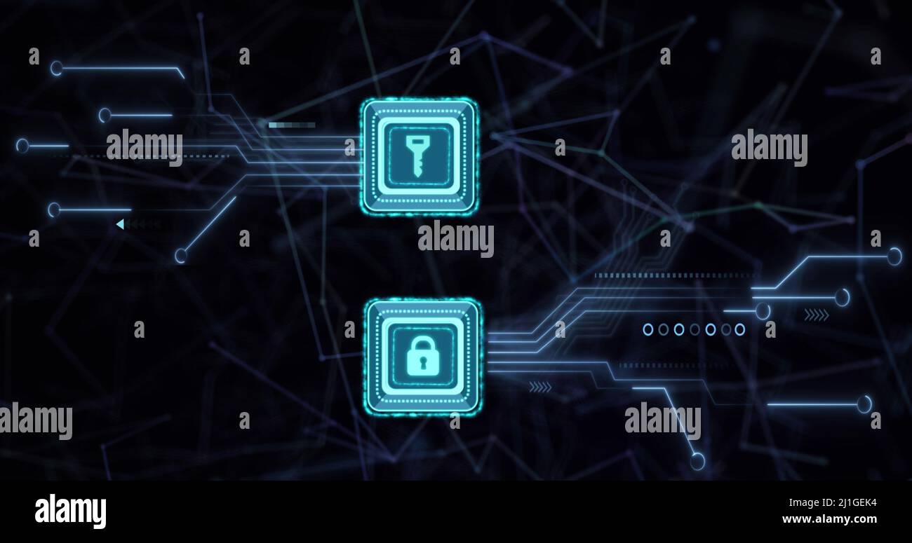 Image of data processing with online security key over computer circuit ...