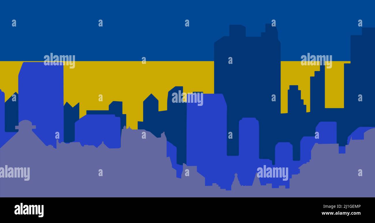 Image of cityscape over flag of ukraine Stock Photo - Alamy