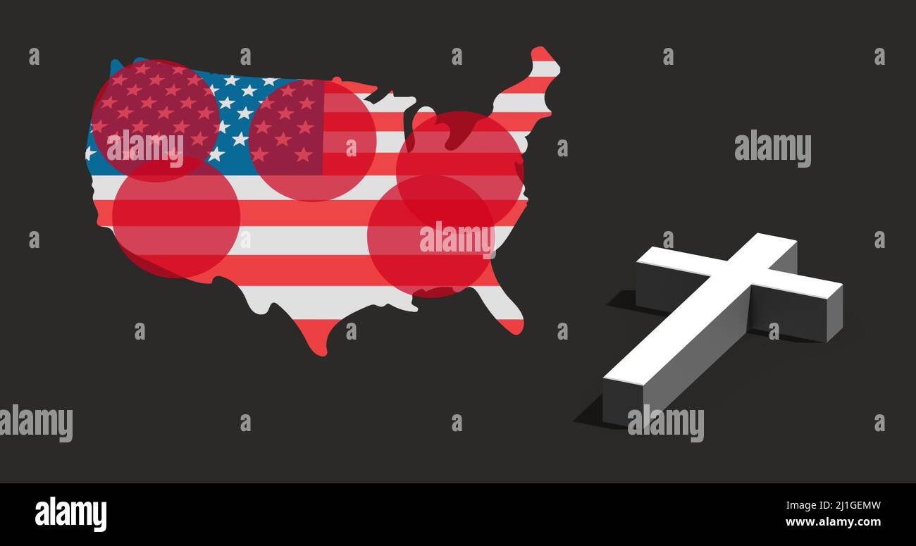Image of christian cross over map with flag of usa Stock Photo - Alamy