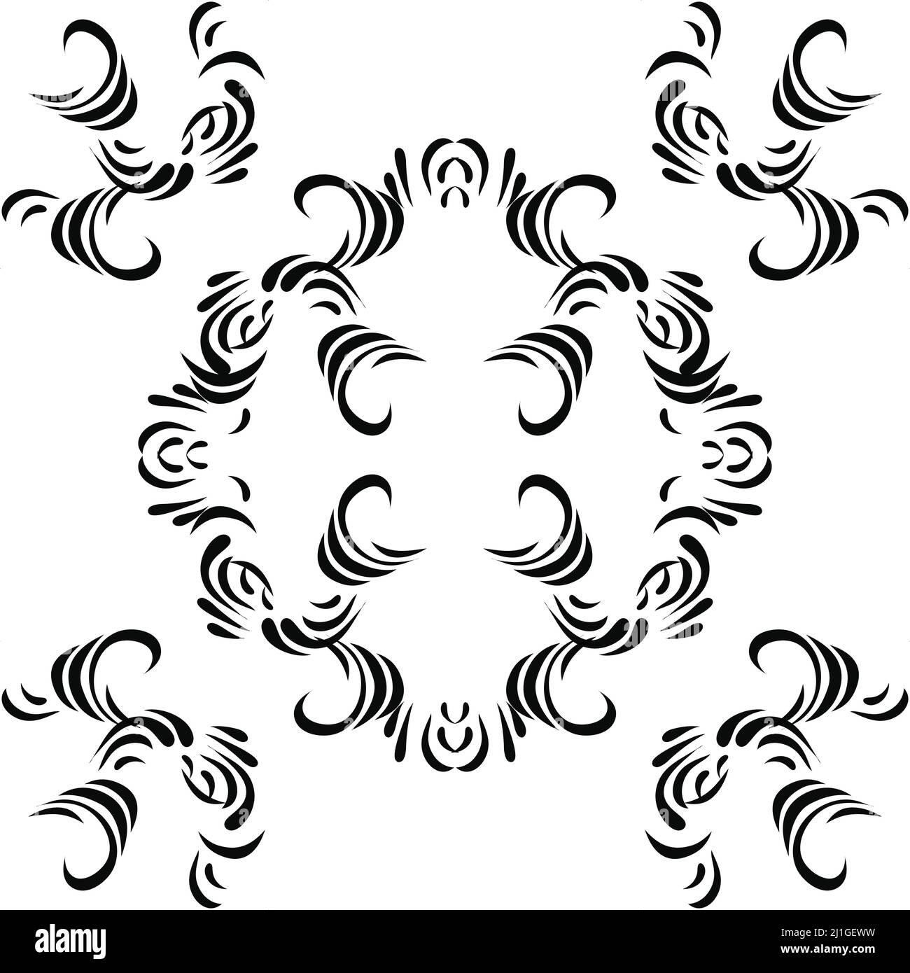 Monochrome geometric ornaments. Black and white wave patterns. Seamless ...