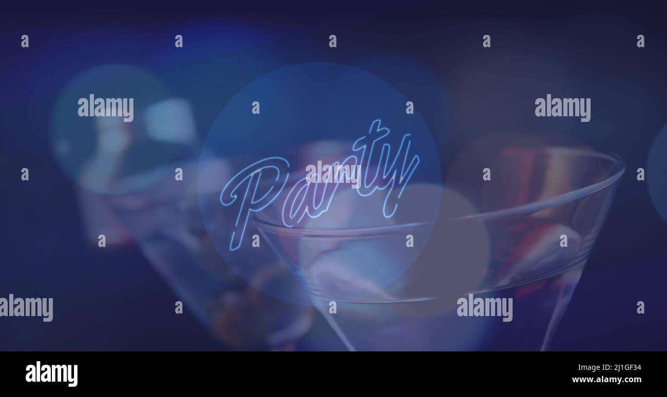 Image of party text over cocktails Stock Photo - Alamy