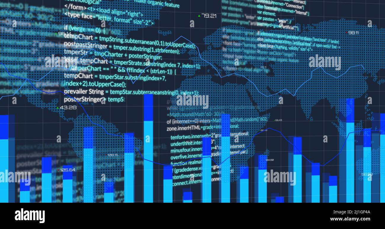 Image of data processing over world map Stock Photo - Alamy