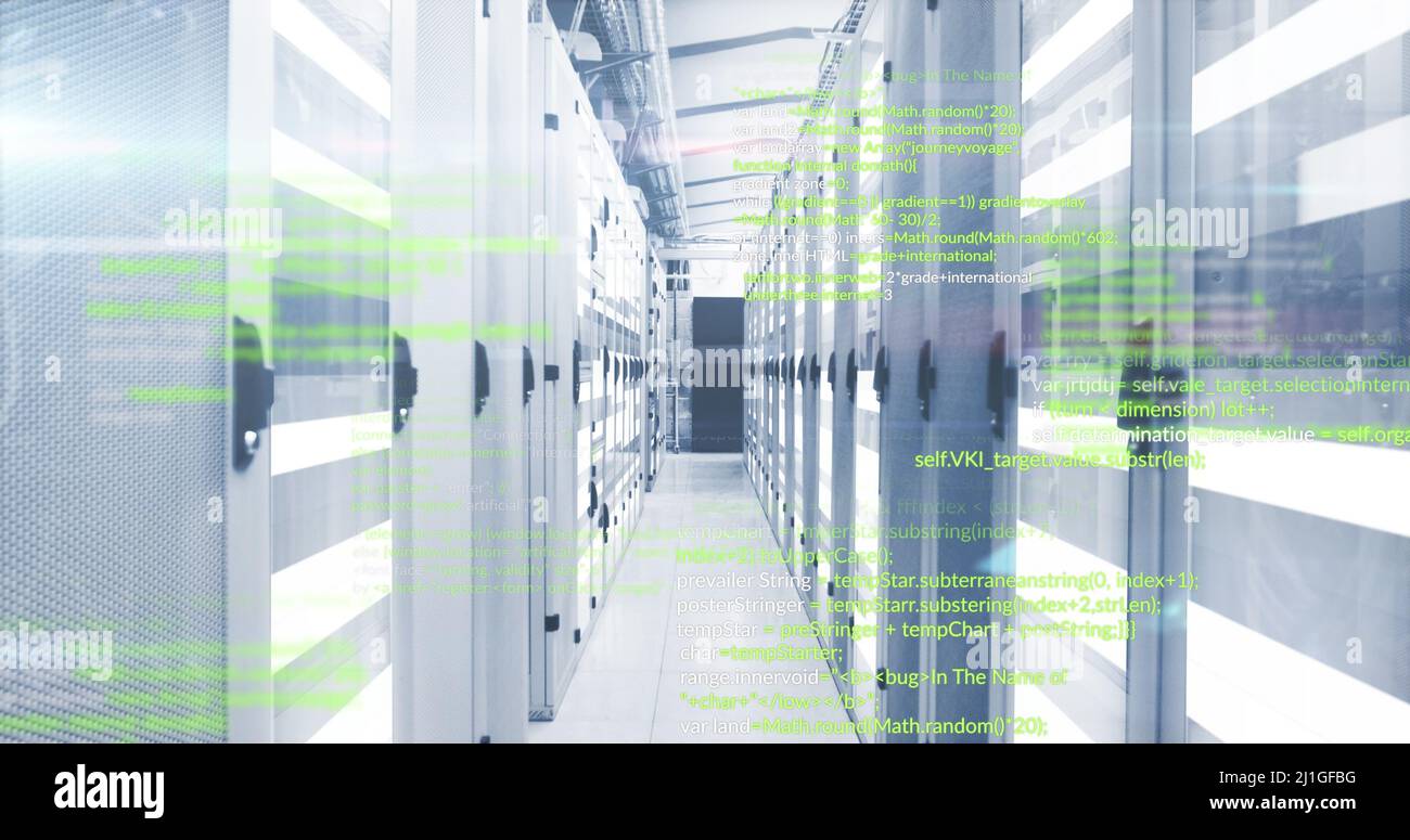 Image of data processing over server room Stock Photo - Alamy