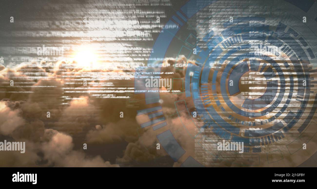 Image of scope scanning and data processing over clouds Stock Photo - Alamy