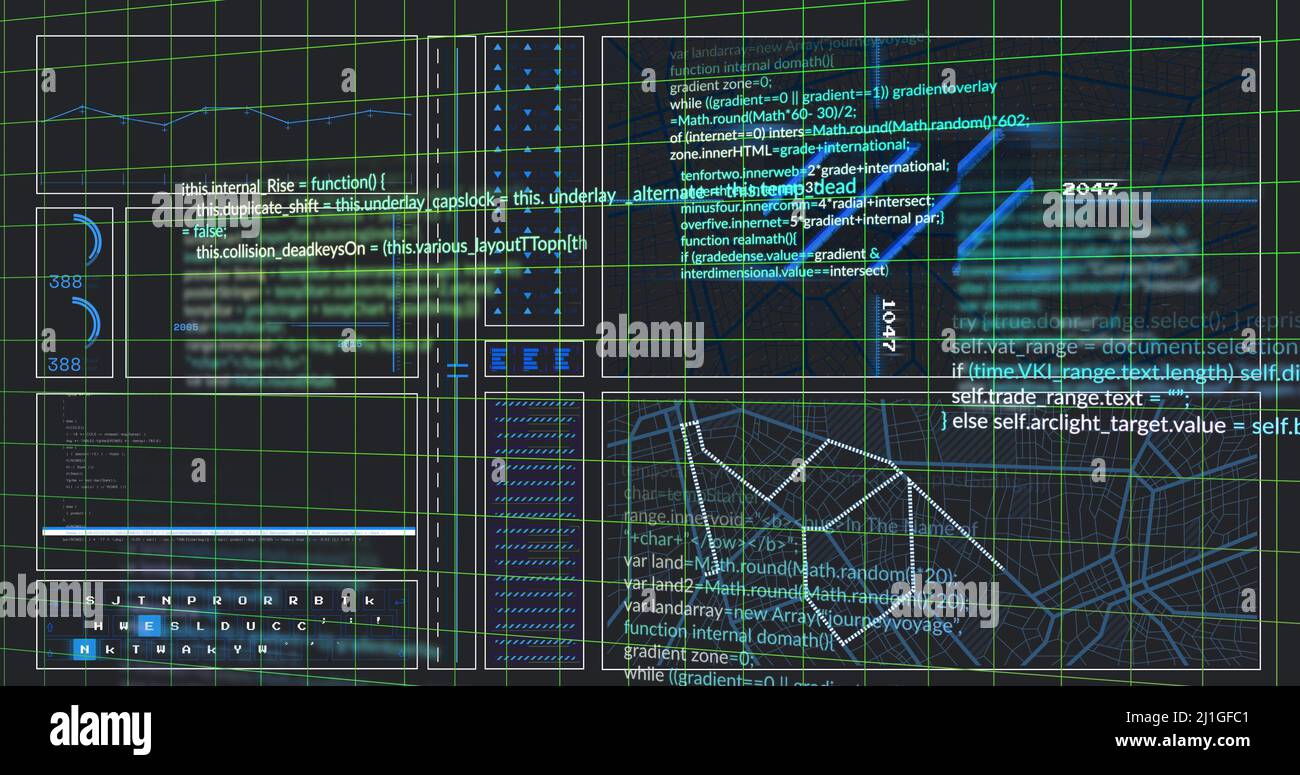 Image of data processing on black background Stock Photo - Alamy
