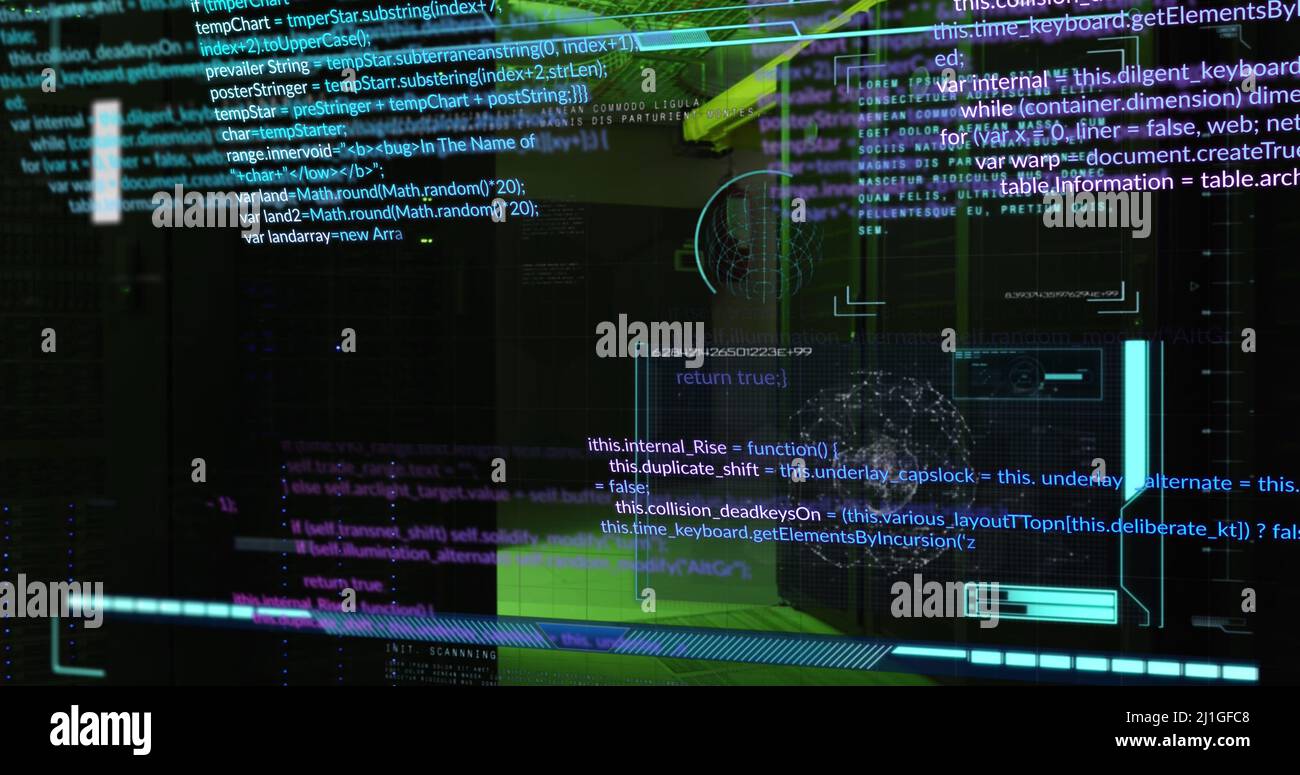 Image of data processing on black background Stock Photo - Alamy