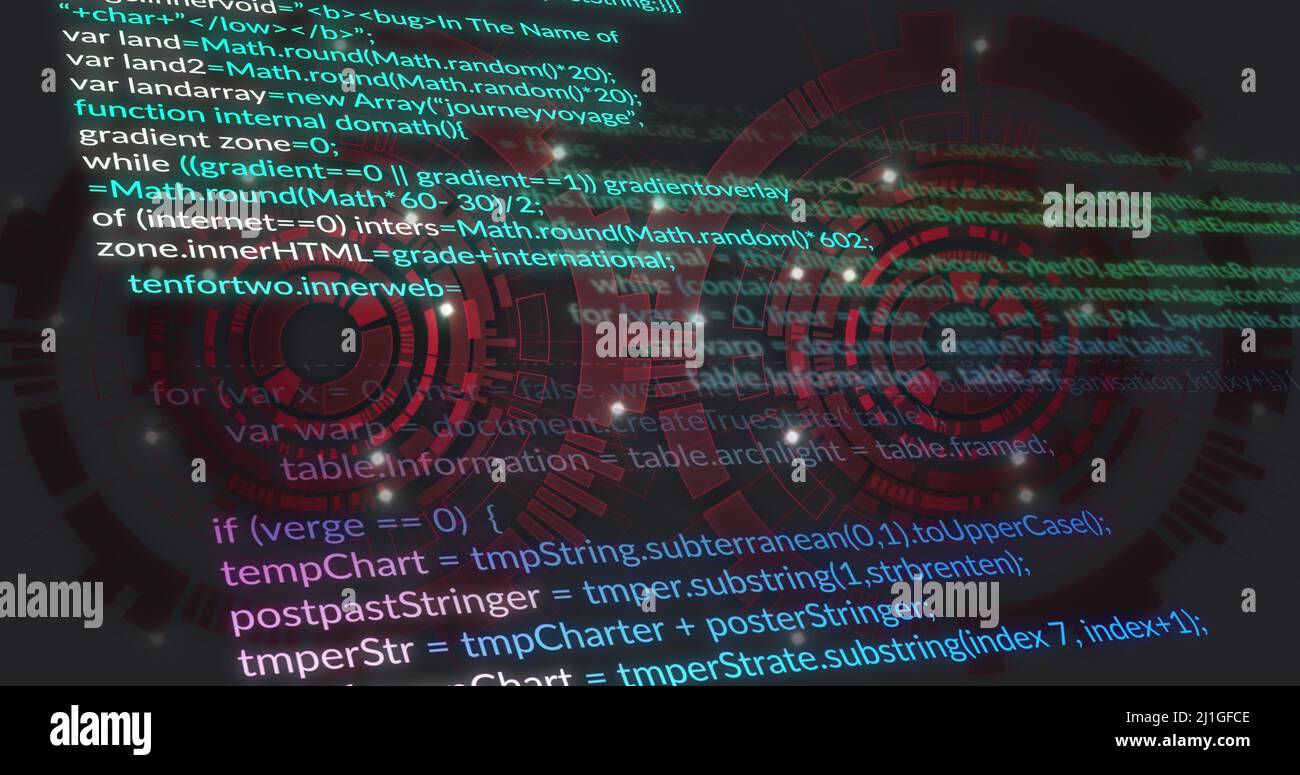 Image of scope scanning and data processing on black background Stock ...