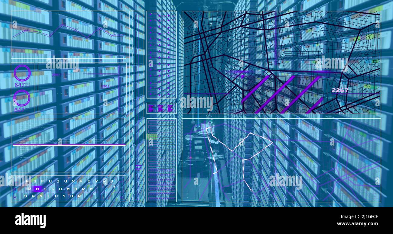 Image of data processing over server room Stock Photo - Alamy