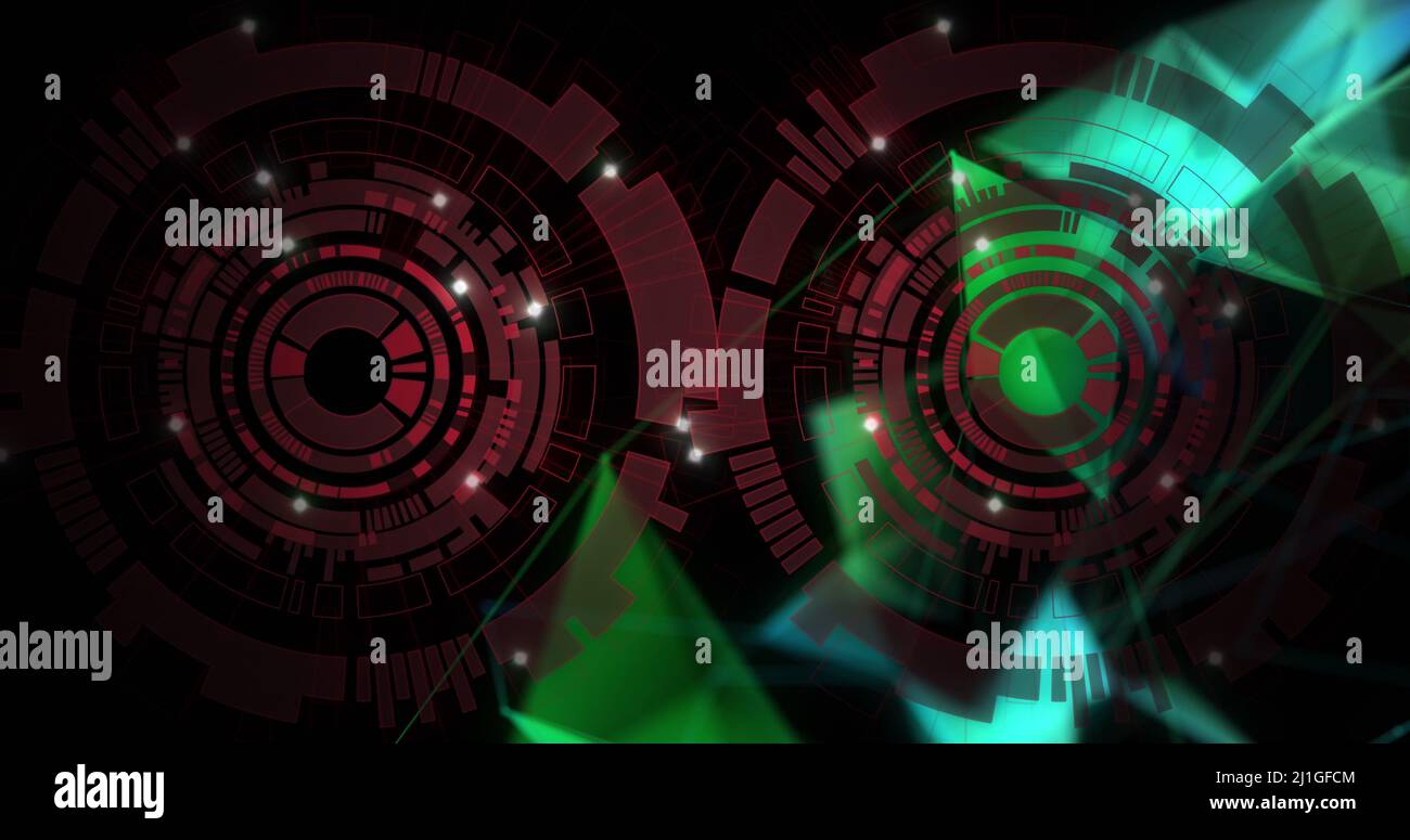 Image of scope scanning and shapes on black background Stock Photo - Alamy