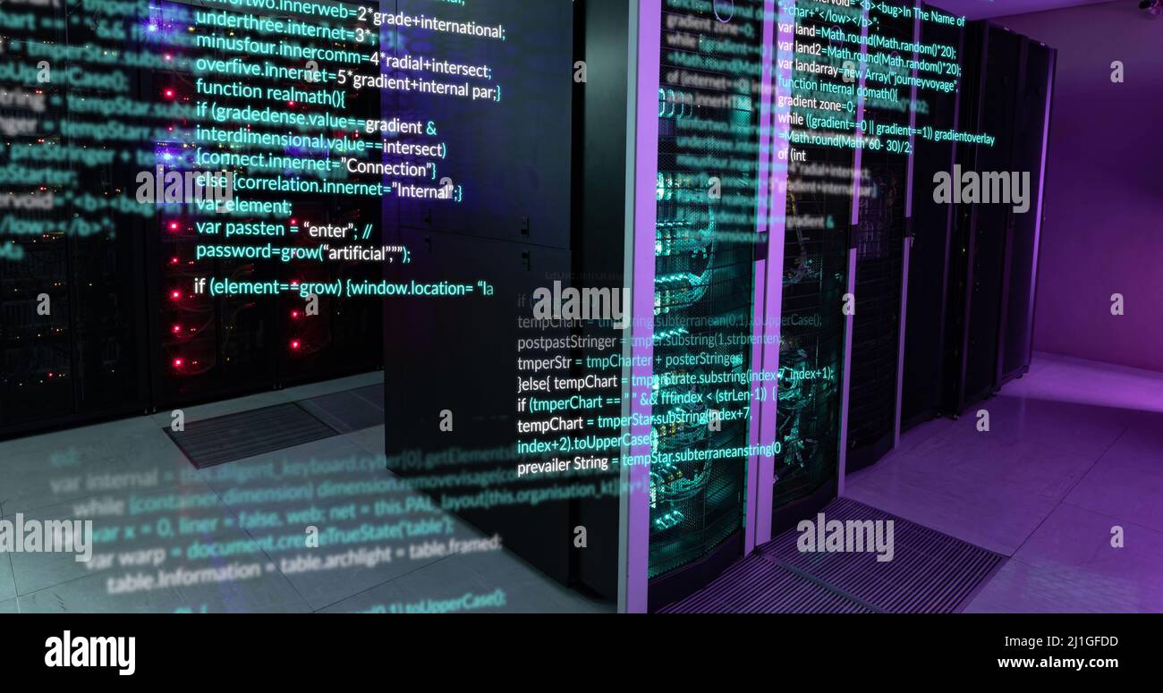 Image of data processing over server room Stock Photo - Alamy