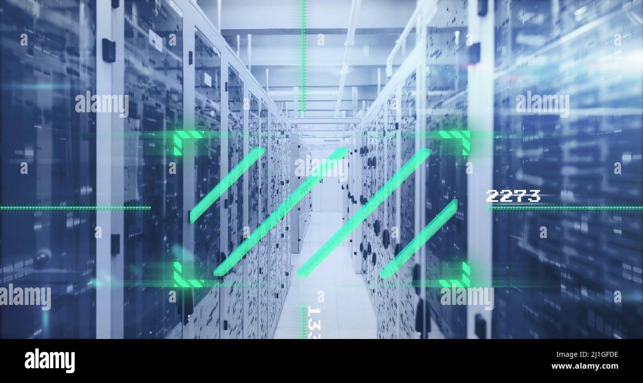 Image of data processing over server room Stock Photo - Alamy