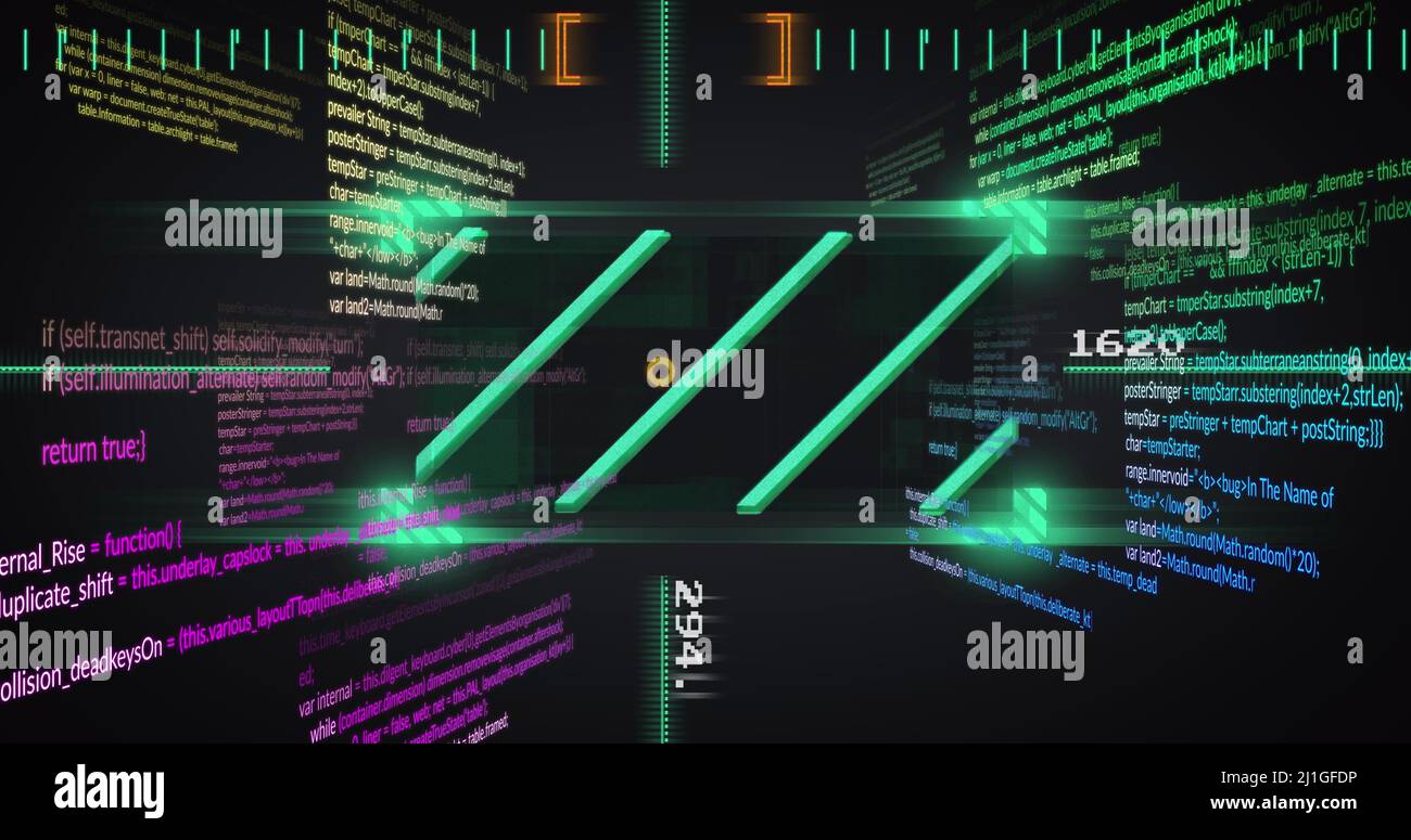 Image of data processing on black background Stock Photo - Alamy