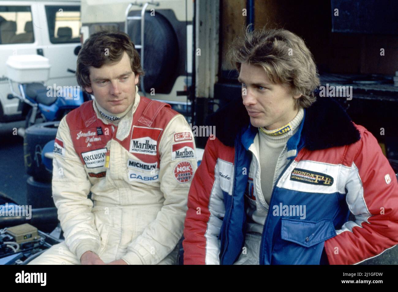 Jonathan Palmer (GBR) Ralt RH6/83H Honda Ralt Racing 1st position talks ...