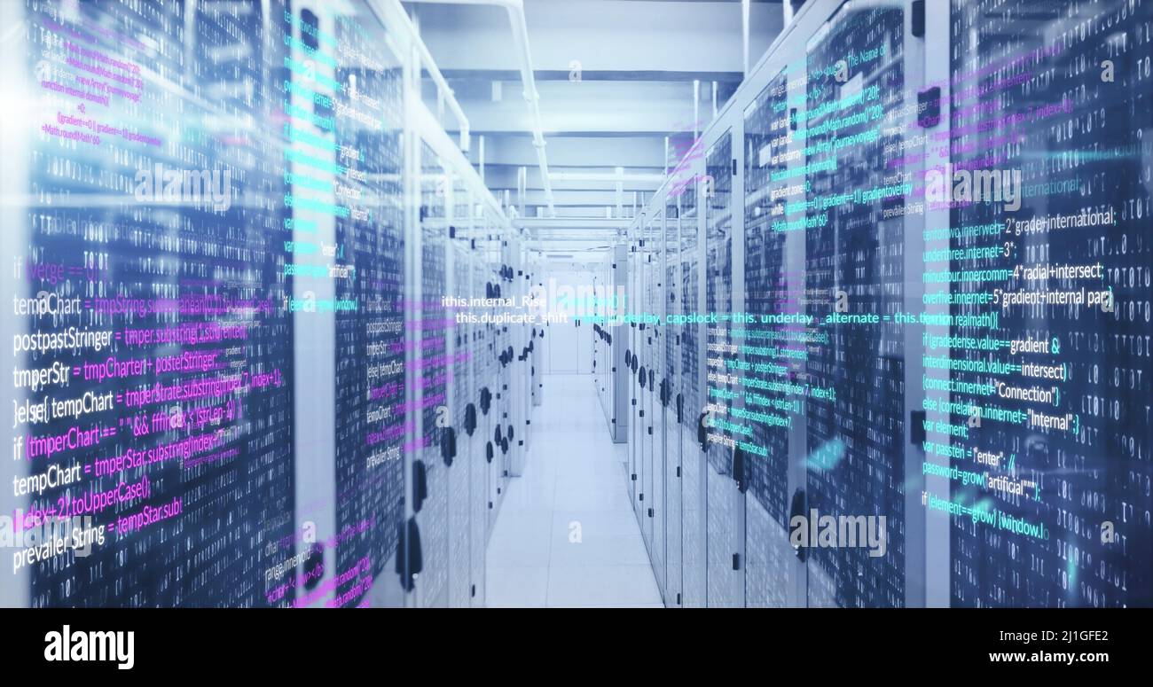 Image of data processing over server room Stock Photo - Alamy