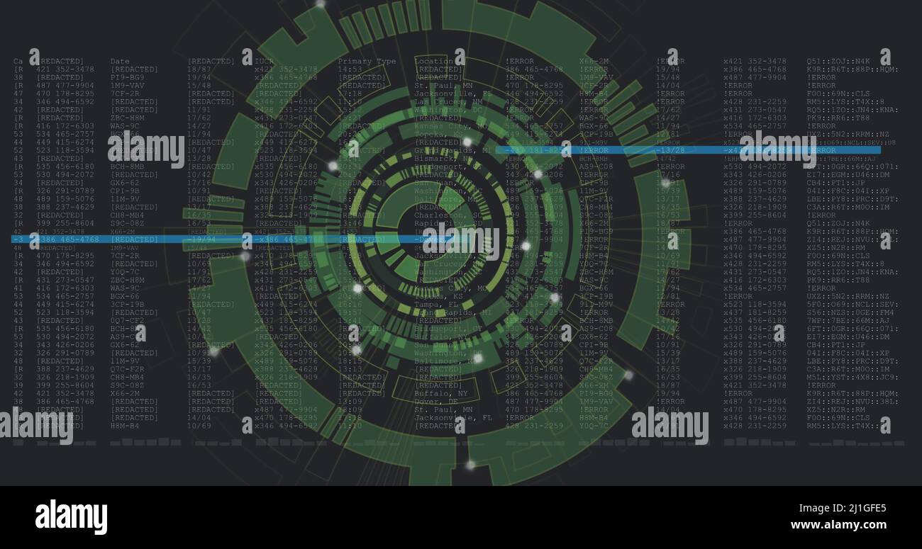 Image of scope scanning and data processing on black background Stock ...