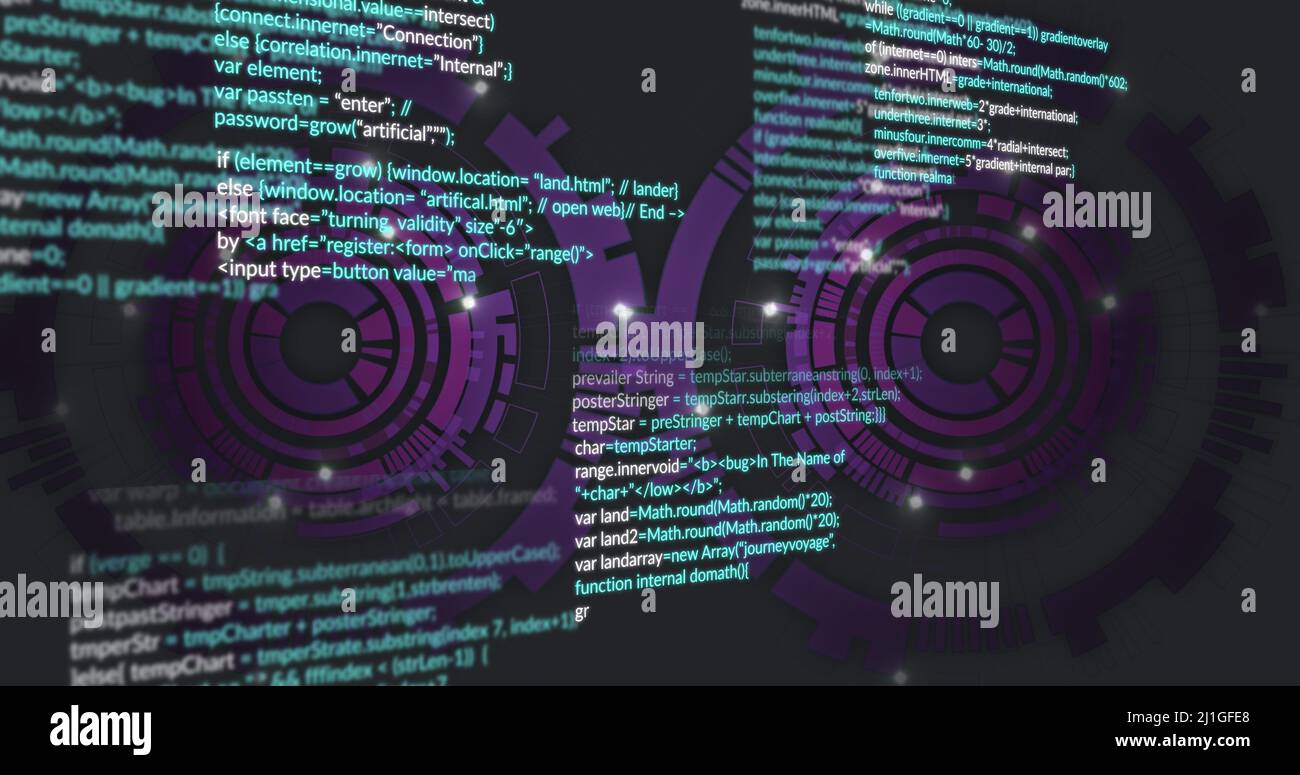 Image of scope scanning and data processing on black background Stock ...