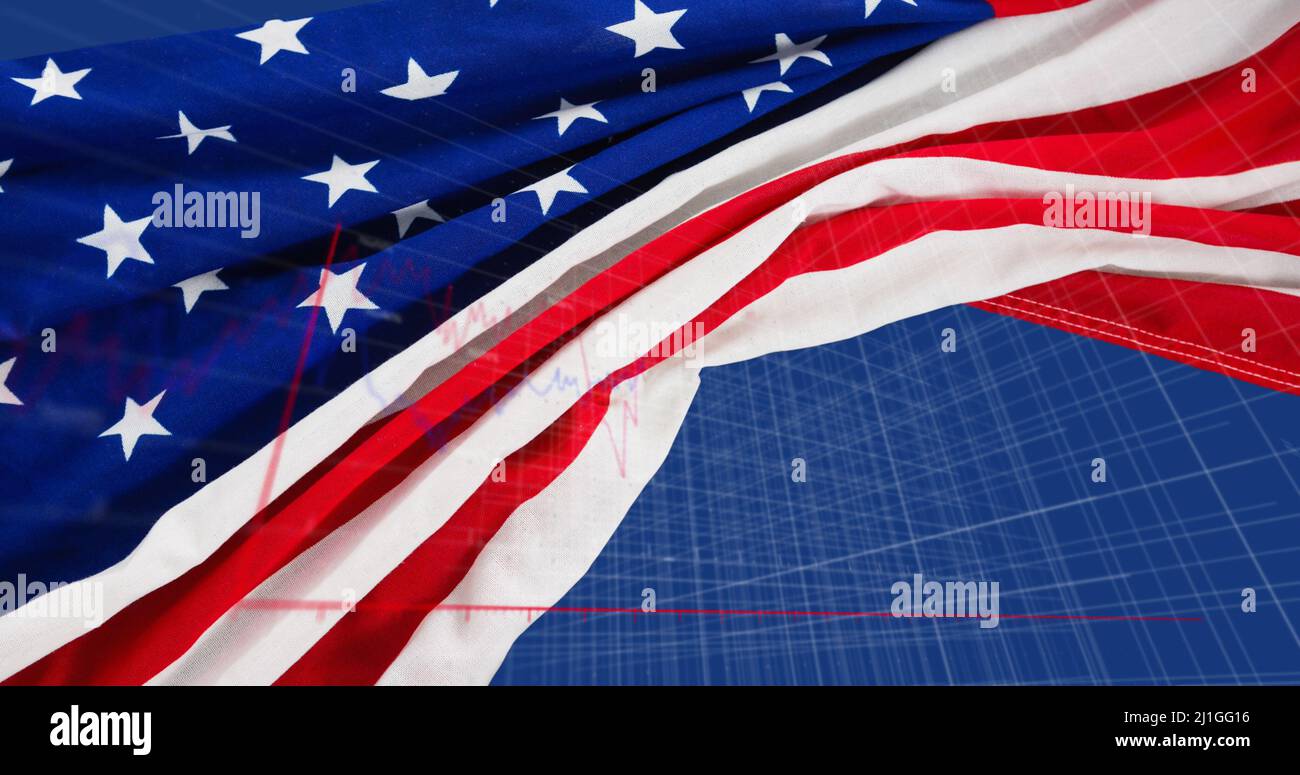 Image of statistics processing over flags of united states of america ...