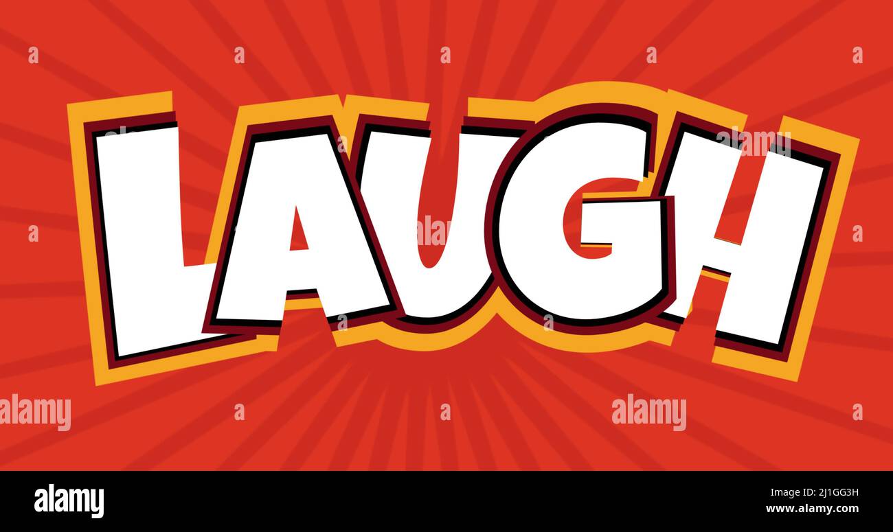 Image of laugh text on red moving background Stock Photo - Alamy