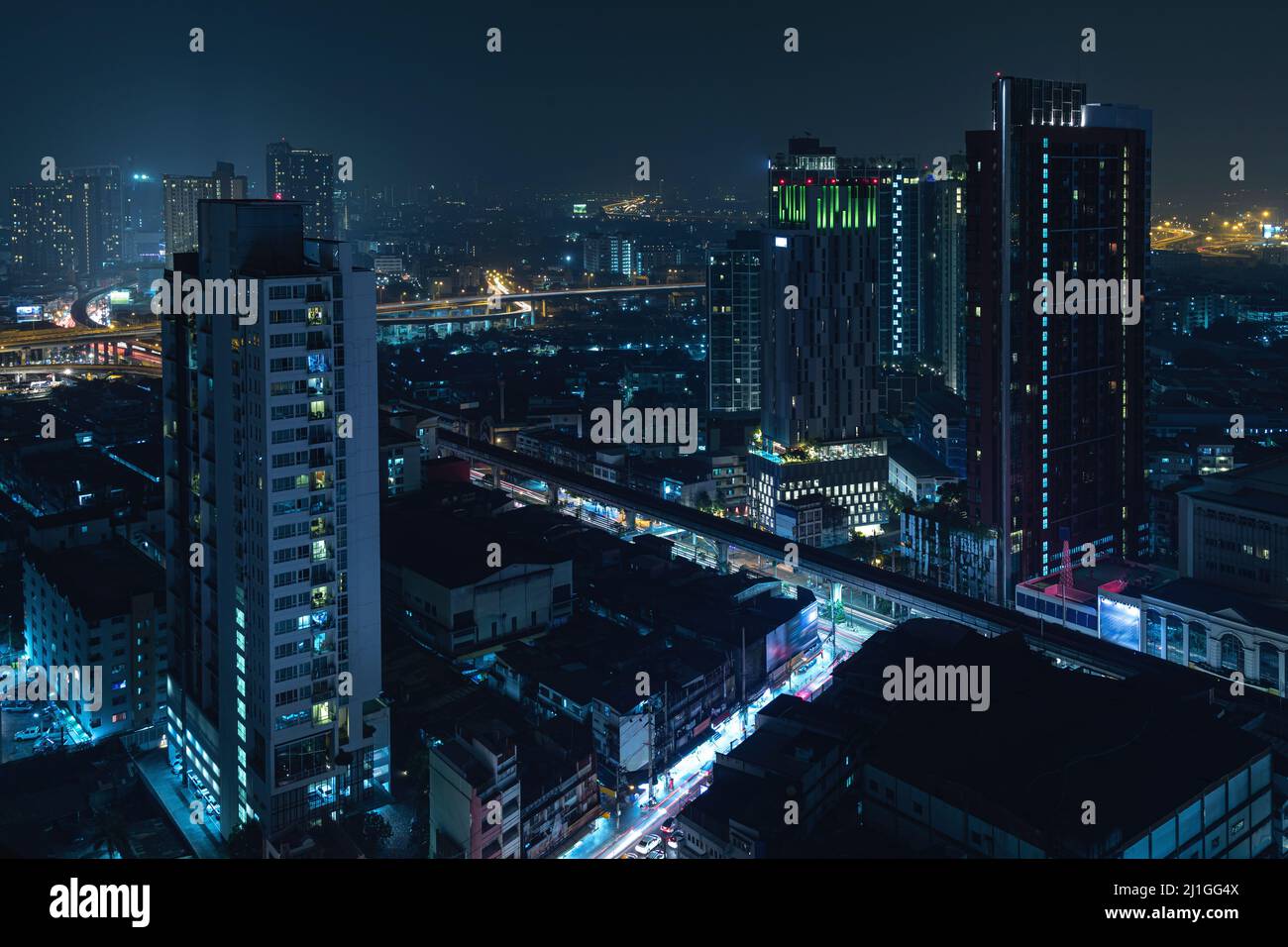 Scenic view of Modern Bangkok city at night Stock Photo - Alamy