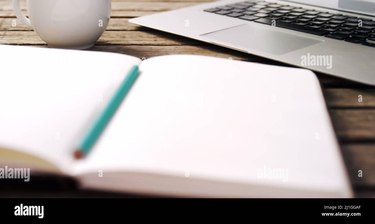 Image of keep your desk clean note and office items on desk Stock Photo ...