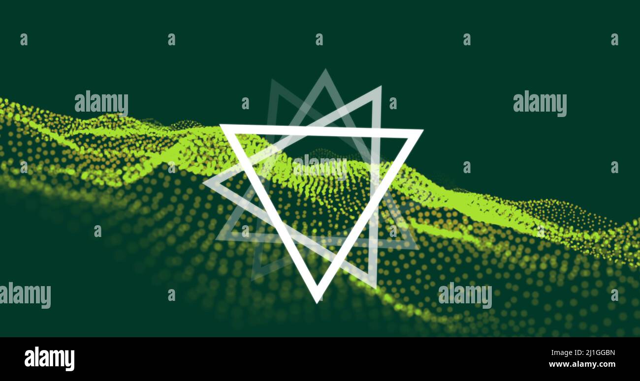 Image of triangles and spots on black background Stock Photo - Alamy