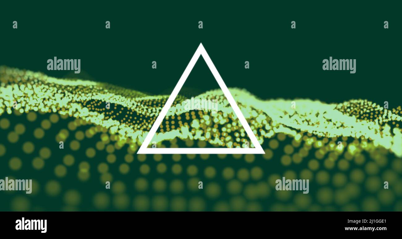 Image of triangles and spots on black background Stock Photo - Alamy