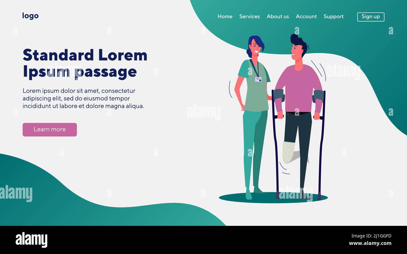 Doctor supporting patient with broken leg. Injured man, trauma, plaster ...