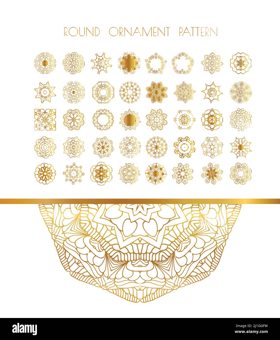 Traditional golden decor on white background. Abstract golden ornament ...