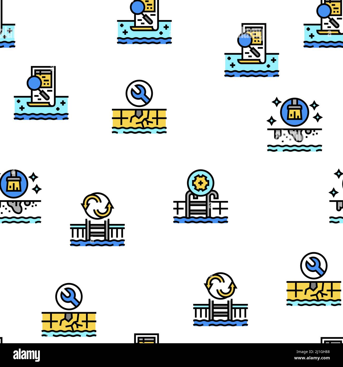 Pool Cleaning Service Vector Seamless Pattern Stock Vector Image & Art ...