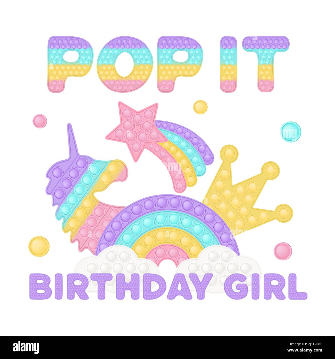 Popit birthday girl sublimation in fidget toy style. Bubble pop it ...