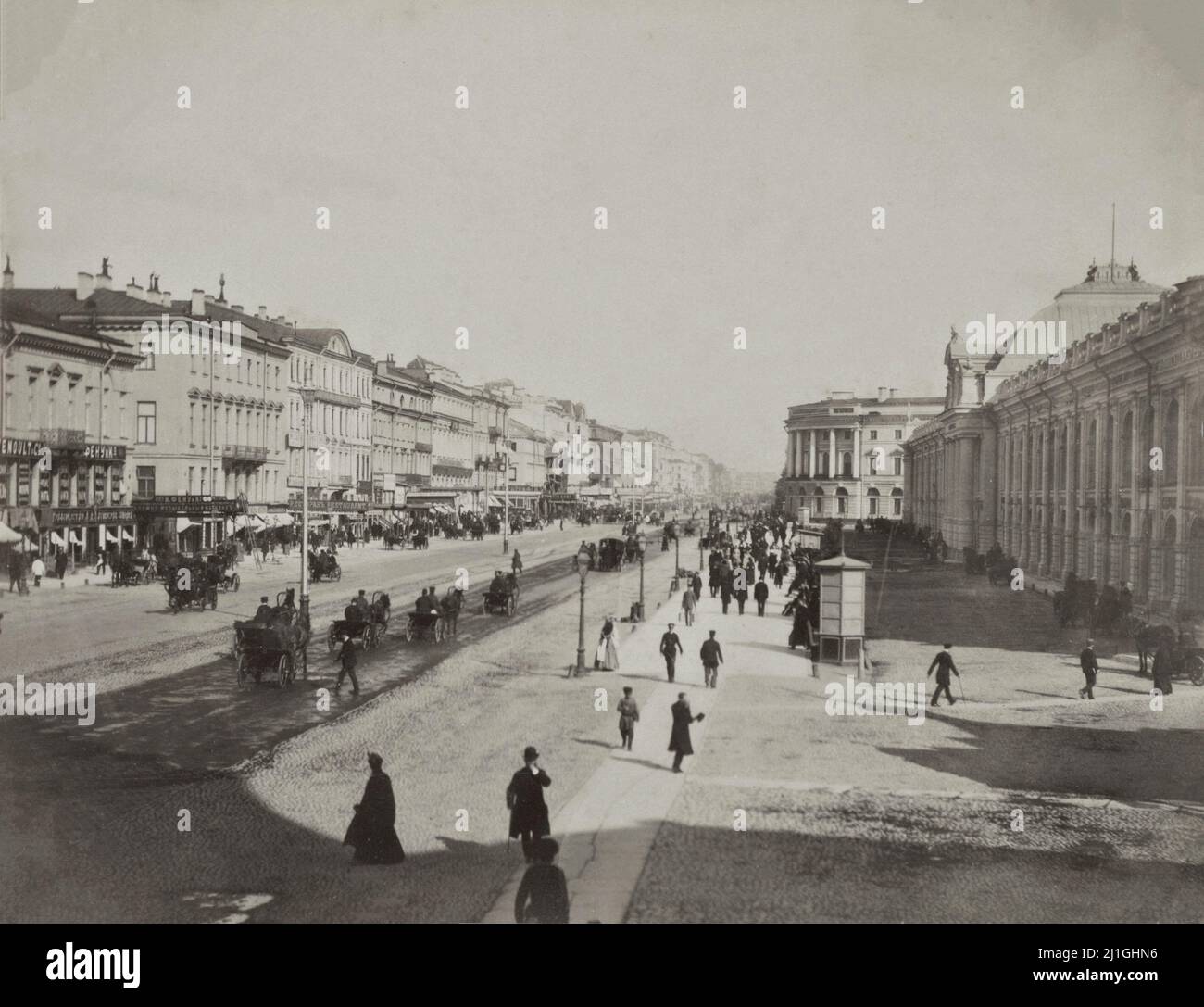 19th-century photo of Nevsky Prospekt in St. Petersburg. Russian Empire ...